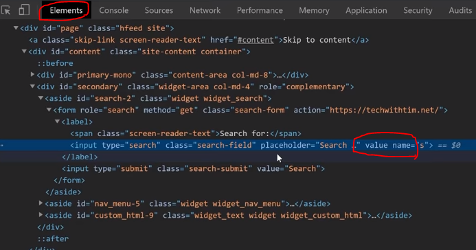 [Tech With Tim] Python Selenium Tutorial #2 - Locating Elements From HTML