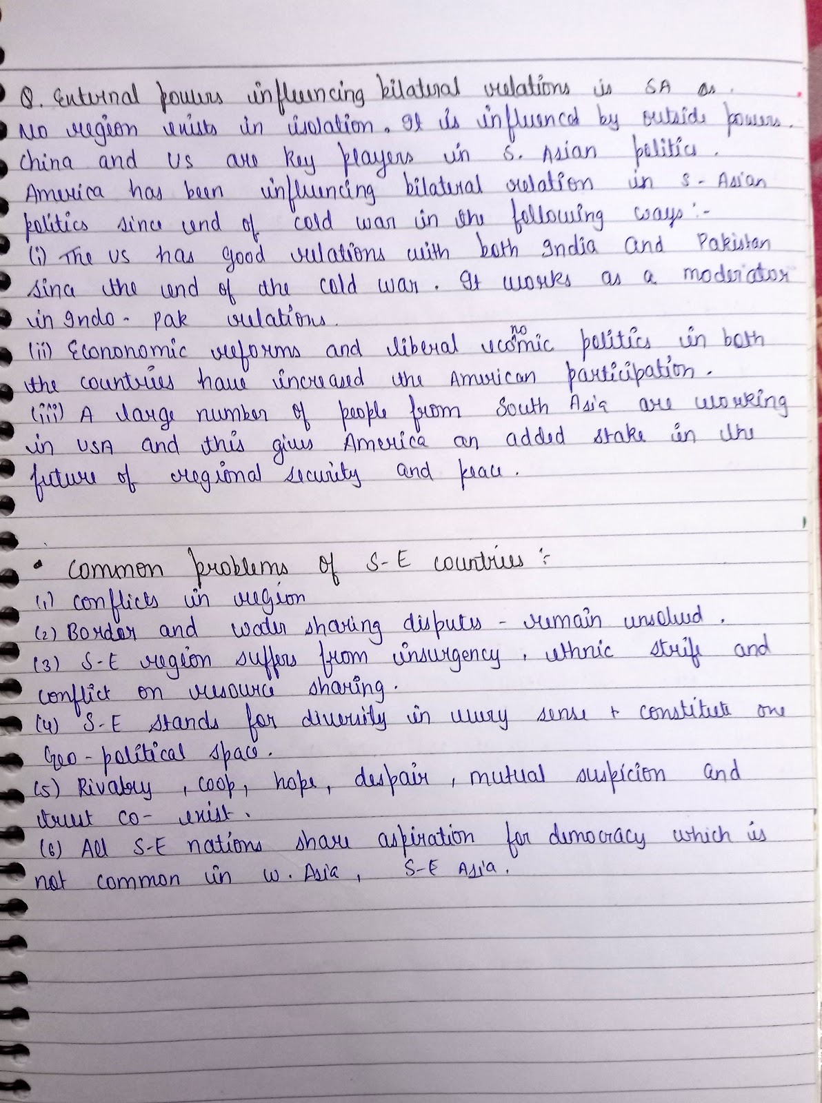 handwritten notes of Contemporary South Asia [political science] class ...