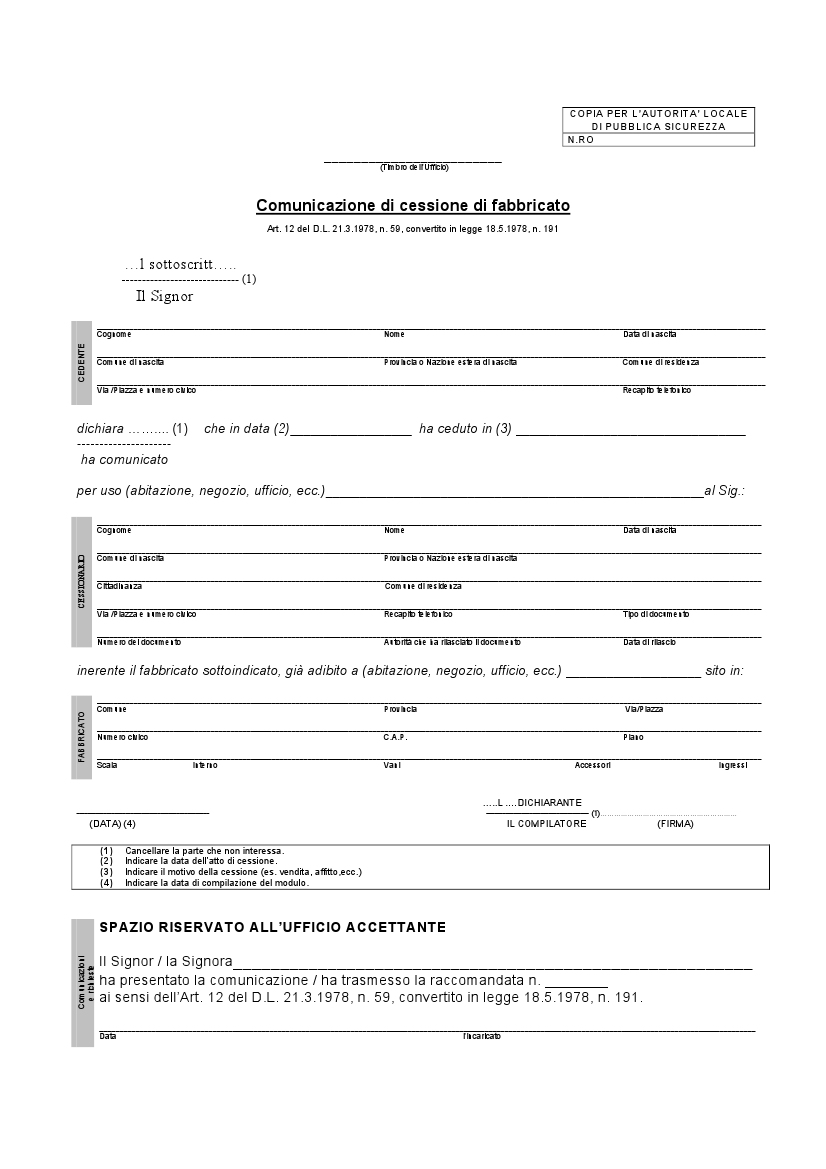 justVa : Cessione di Fabbricato