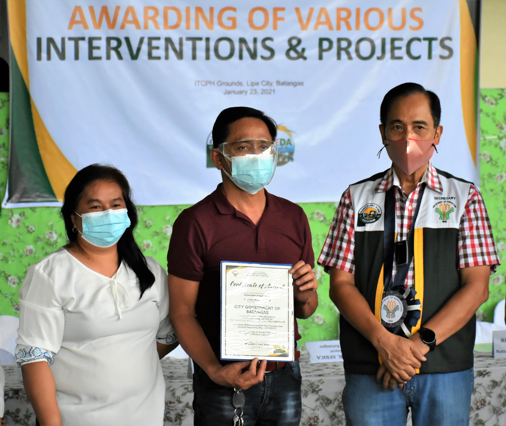 Batangas City receives an award from DA | Sentinel Times