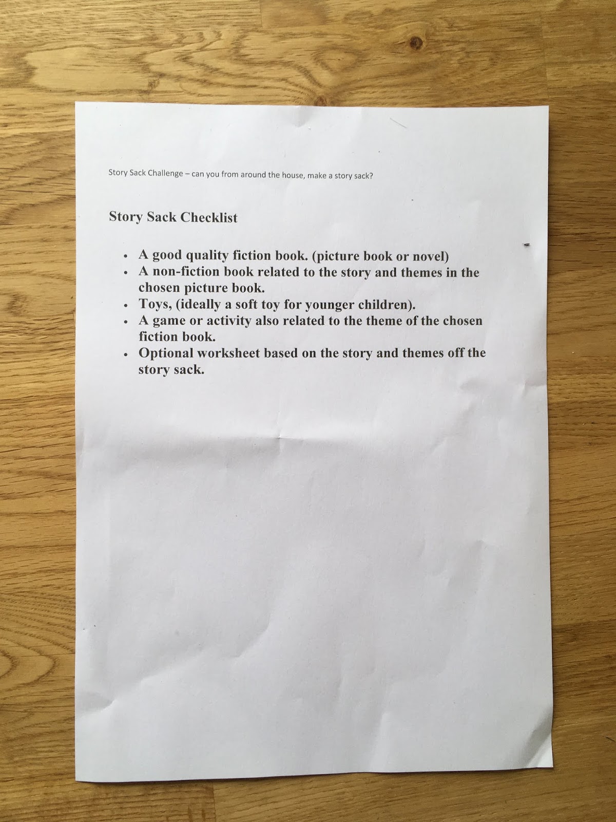 Space On The Bookshelf: Lockdown Special: Story Sack Challenge – can ...