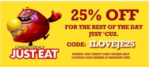 Canadian Daily Deals: Just Eat.ca Coupon: 25% Off Orders Discount ...