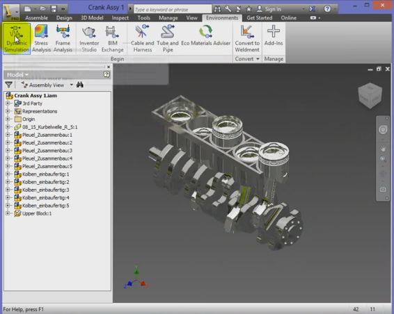 Inventor Dynamic Simulation Tutorial - Engine Motion | Autodesk Inventor