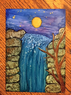 For the Love of Cardmaking: Abstract painting of waterfall using ...
