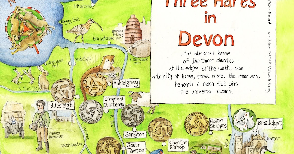 upside down in cloud: Three Hares Map of Devon 2020