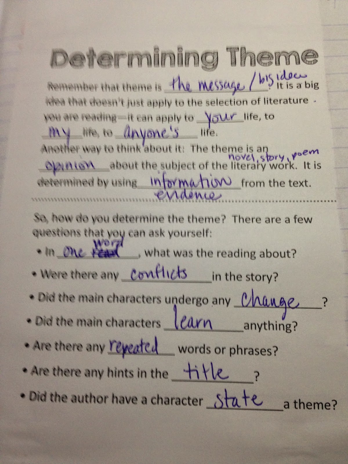 i have 2 questions: Teaching Theme part 2