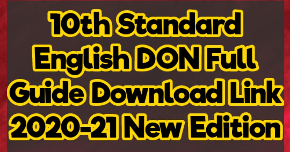10th Standard English Don Full Guide Direct Download Link 2020 Edition