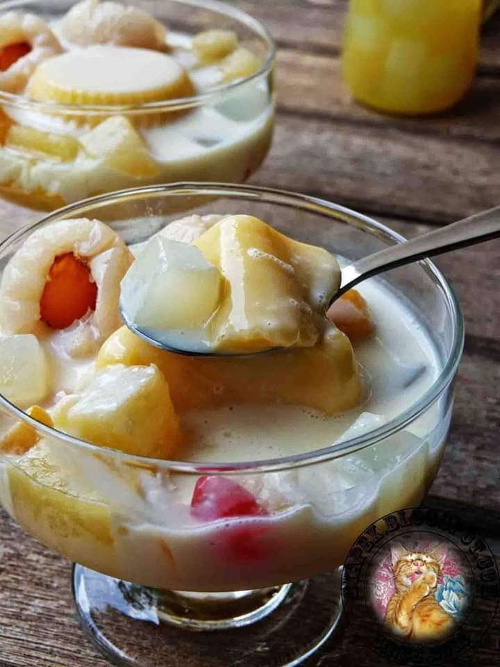 Masak - Masak Boss ku: Puding Kastard Berkuah Koktail🥭🍍🍒🍈🍓🍏🍎🍇🥝🍉