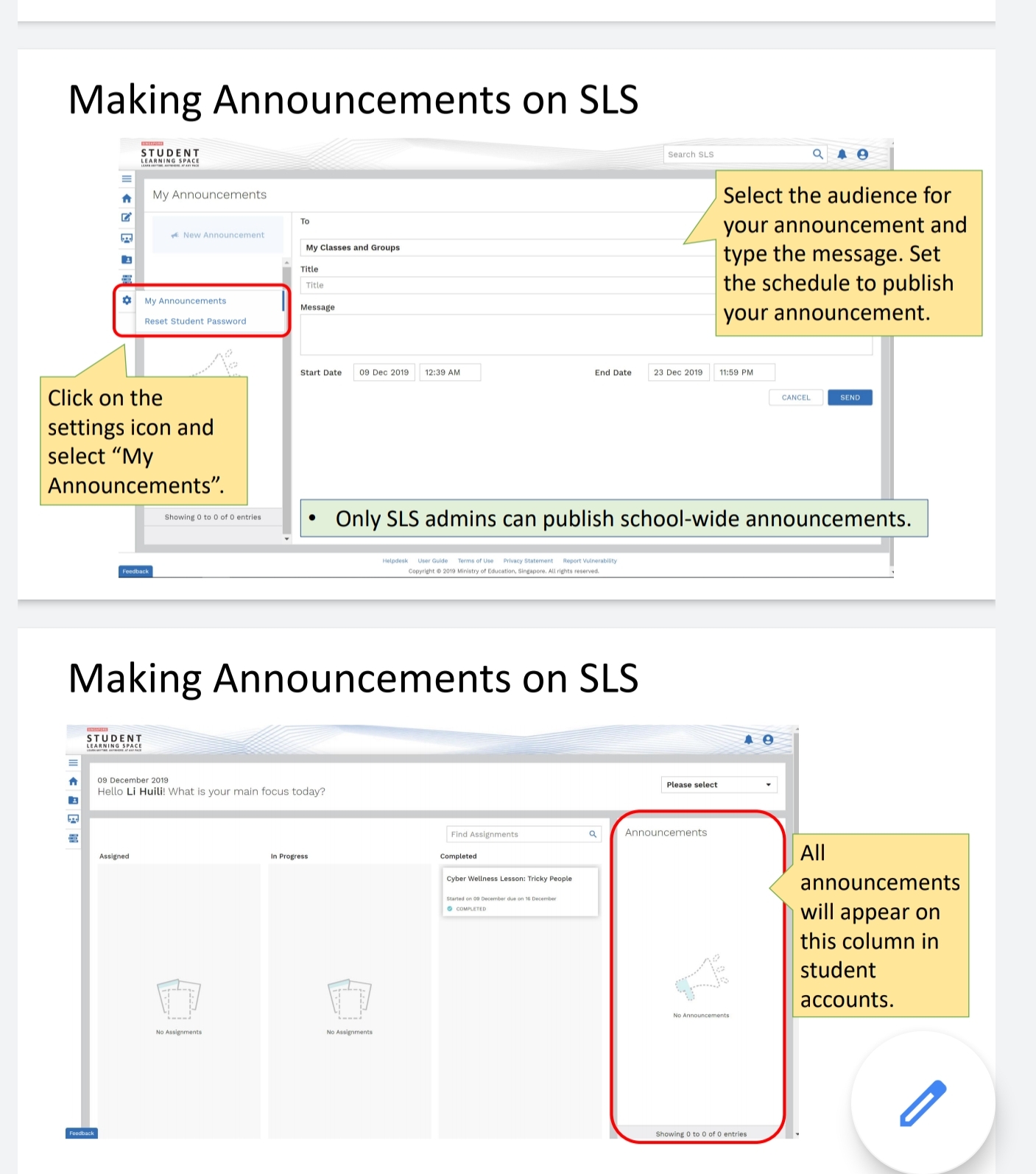 EZIT: New Features on SLS