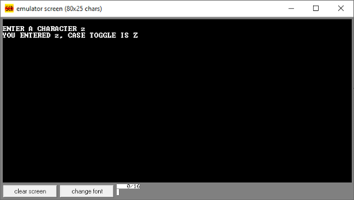 Toggle Case program in 8086 Assembly language programming - Engineering LAB