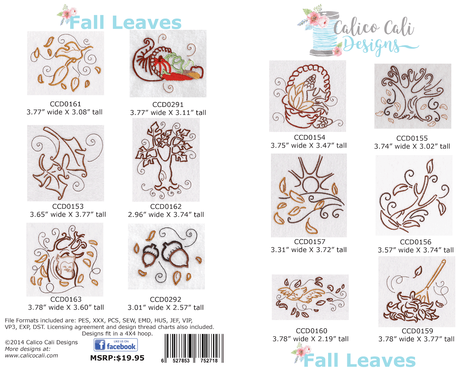 Calico Cali Designs: Embroidery Designs
