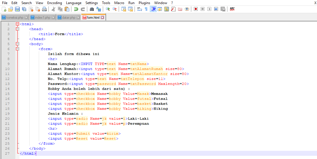 Cara Membuat Form Html Pendaftaran Menggunakan Buat Formulir Ktp Dasar ...
