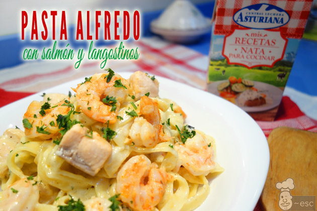 Pasta Alfredo Con Salmón Y Langostinos Receta Fácil De Pasta Con Nata El Saber Culinario