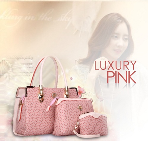 Beg Tangan Wanita Warna Merah Jambu Comel - kedai online