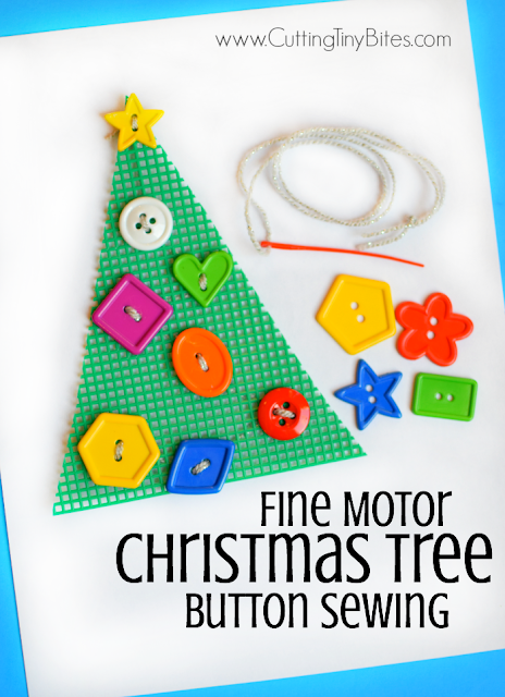 Christmas Tree Fine Motor Button Sewing Activity | What Can We Do With ...