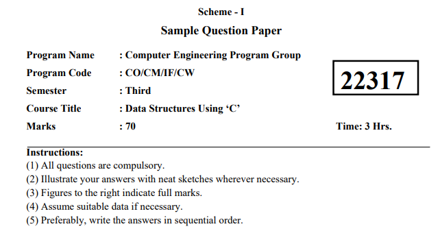 22317--Sample-question-paper--Data-Structure-Using-'C' I scheme ...