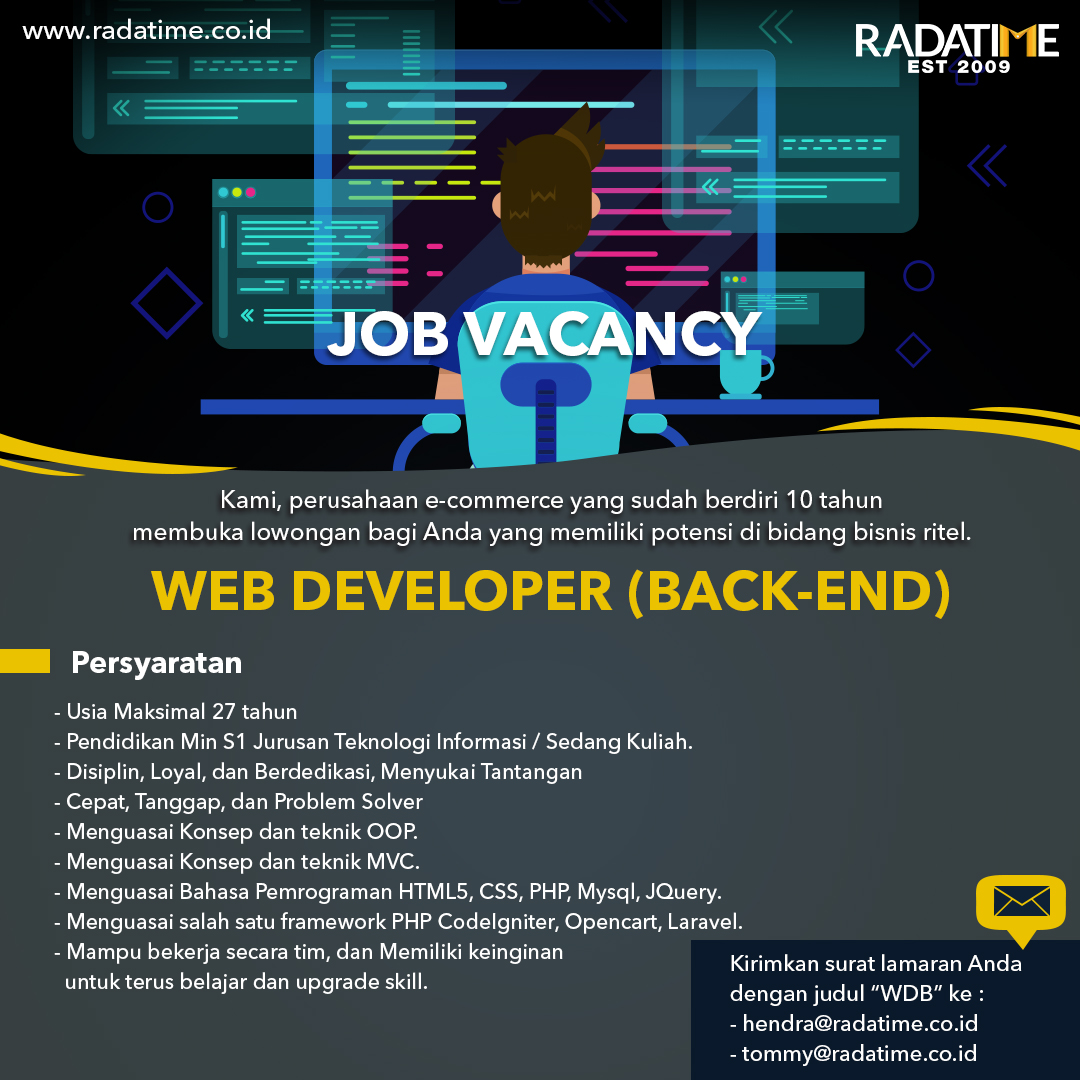 Info Loker Terbaru WEB DEVELOPER - PT Rada Kreasi Indojaya - Radatime ... Info Loker Terbaru WEB DEVELOPER - PT Rada Kreasi Indojaya - Radatime ...