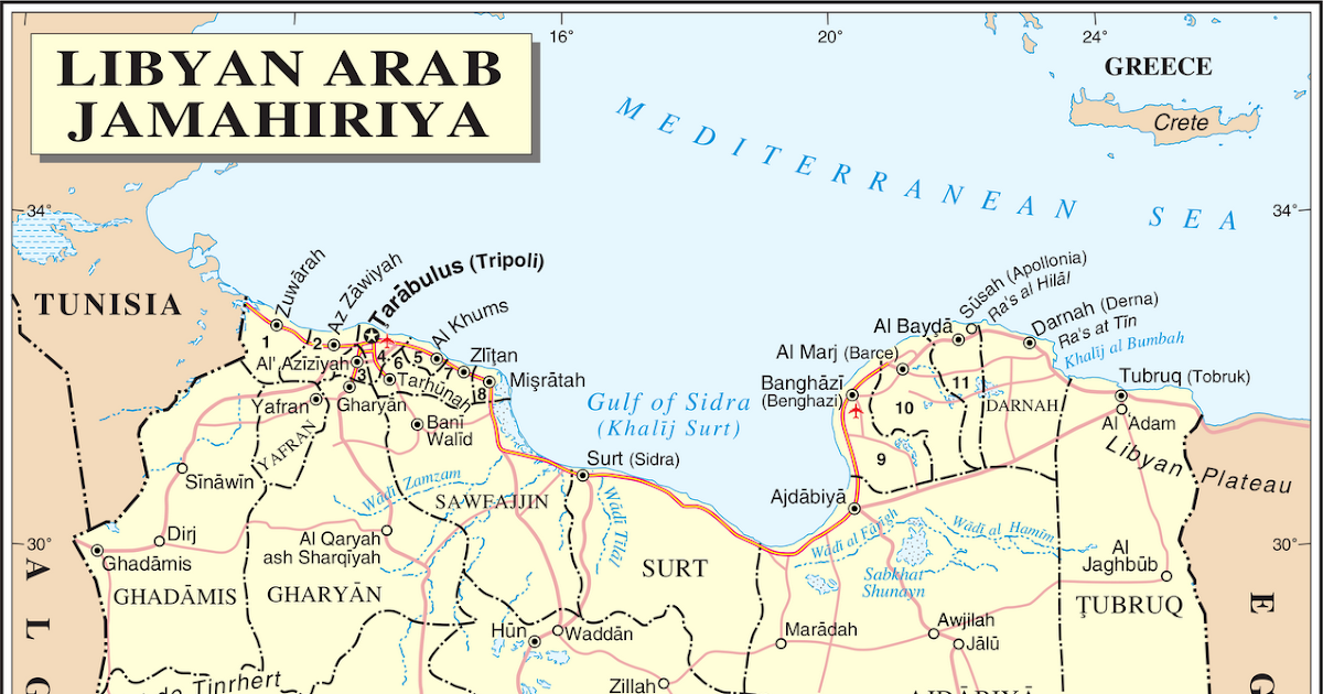 Kaart Noord-Afrika Landen Topografie: Kaart Libië en Tripoli - Vakantie ...