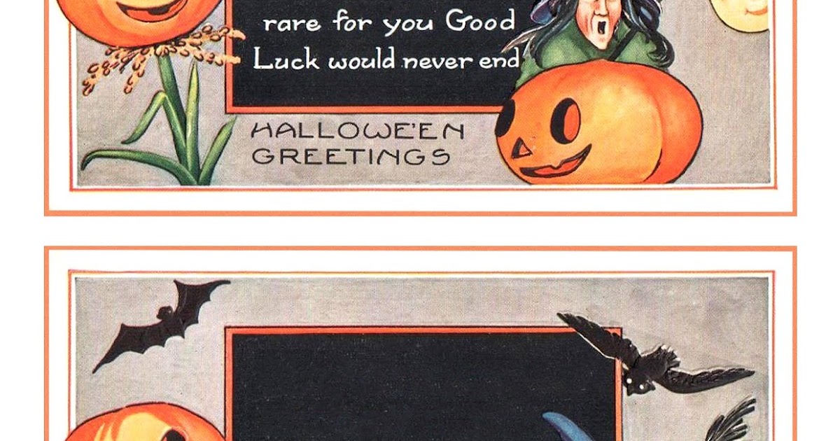 Chocolate Rabbit Graphics: Vintage Halloween Postcard - Good Luck