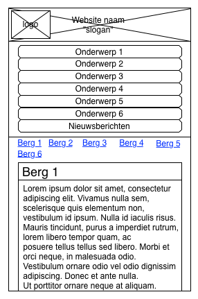Visual Interface Design: Functioneel ontwerp website (wireframes)