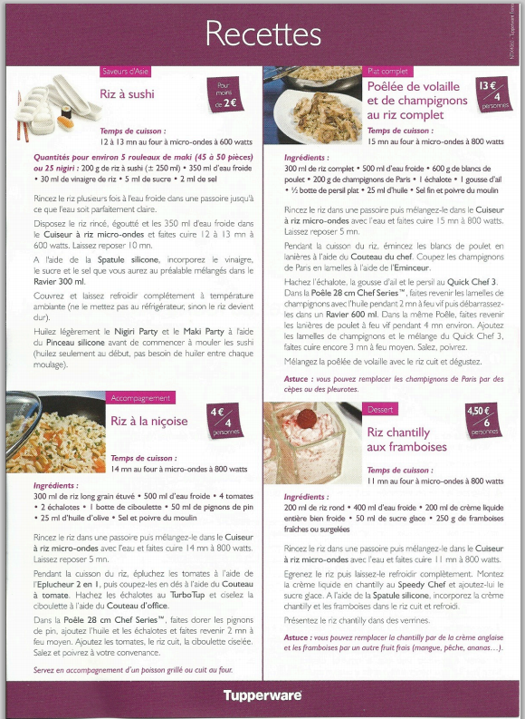 Cris Tupperware: CUISEUR A RIZ FICHE
