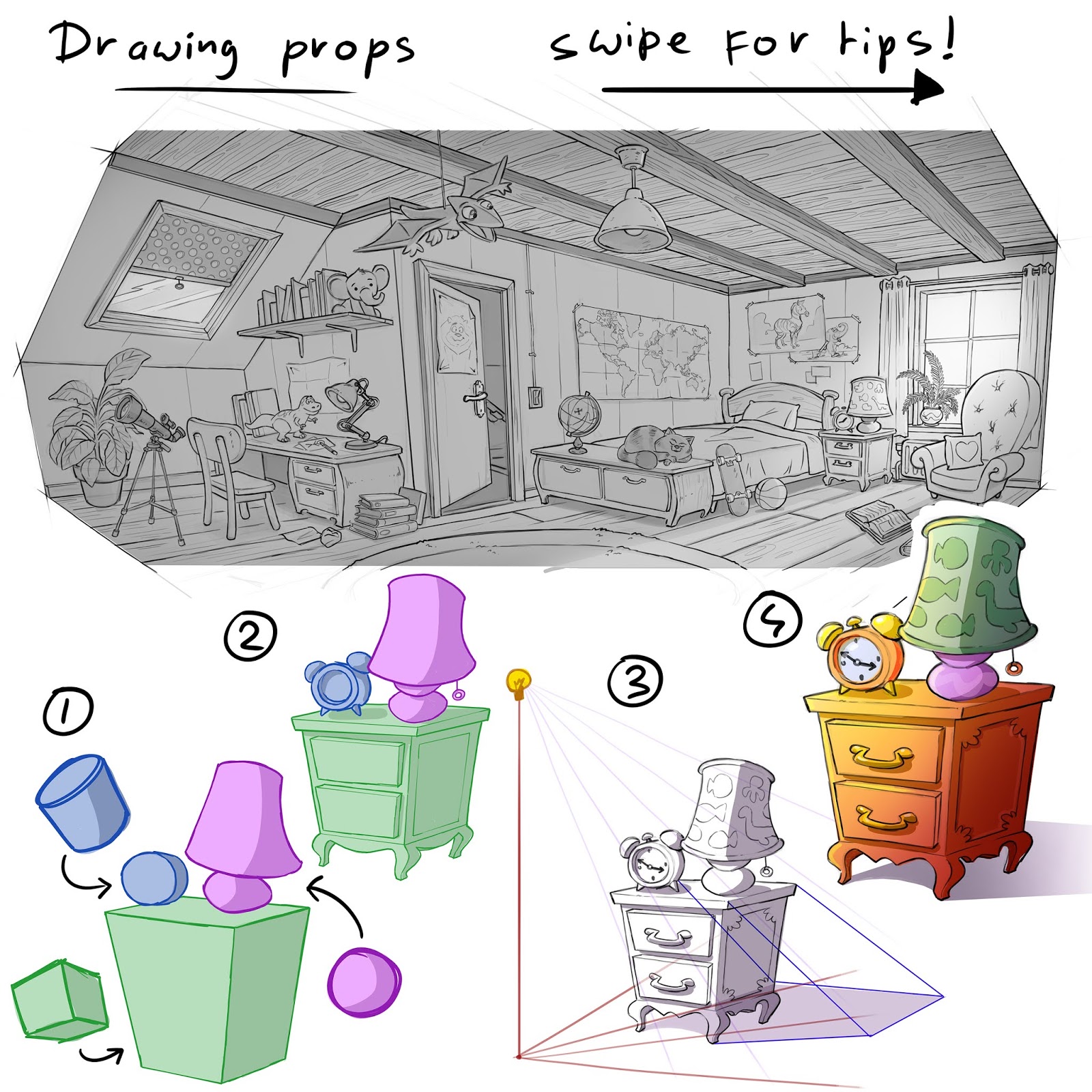 Learning drawing principles: props