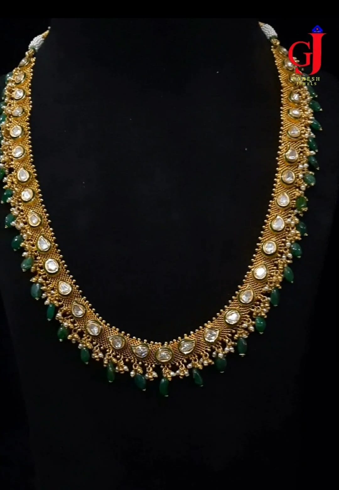 Polki Antique Long Haram - Jewellery Designs
