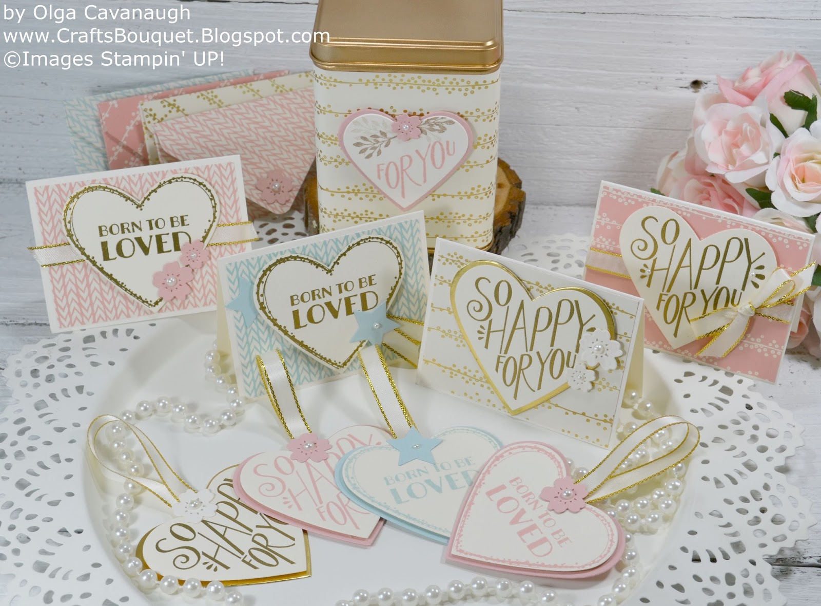 Crafts Bouquet: Bundle of Love Note Cards and Gift Tags in a Tea Tin