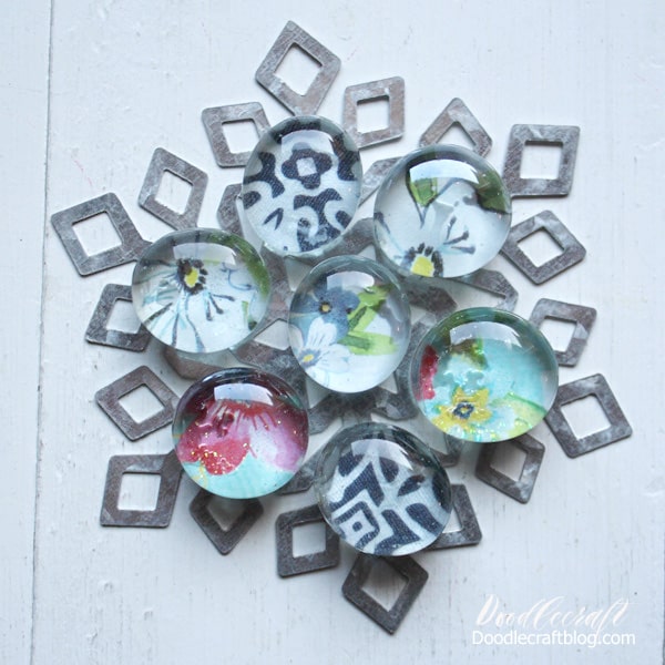 Glass Gem Marble Magnets with Snowflake Ornament Gift