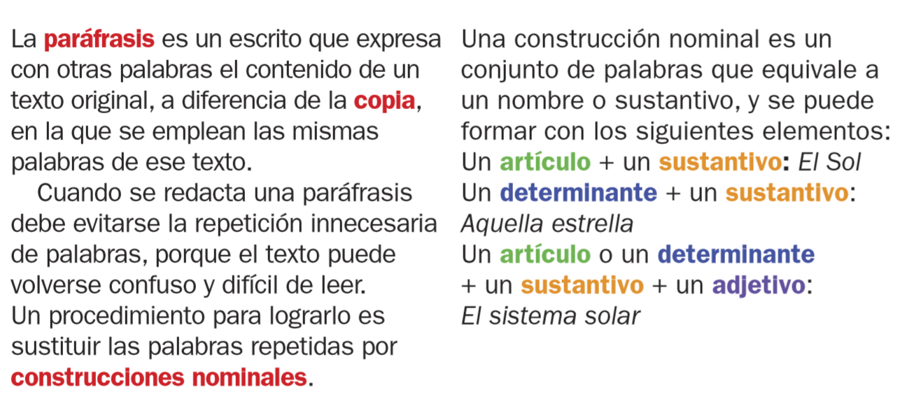 Cuarto Grado 2020 2021: Español.- La paráfrasis