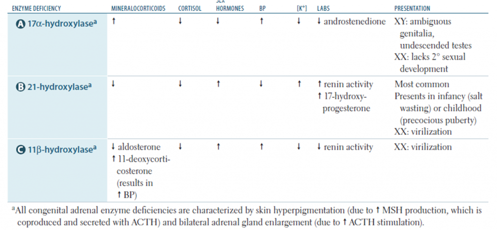 Enzyme deficiency in Congenital Adrenal Hyperplasia (CAH)
