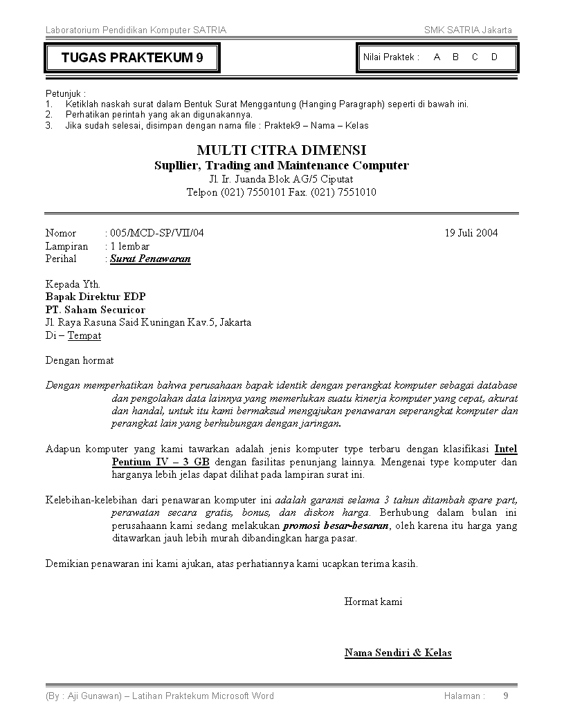 .: PRAKTEK MS WORD 2007