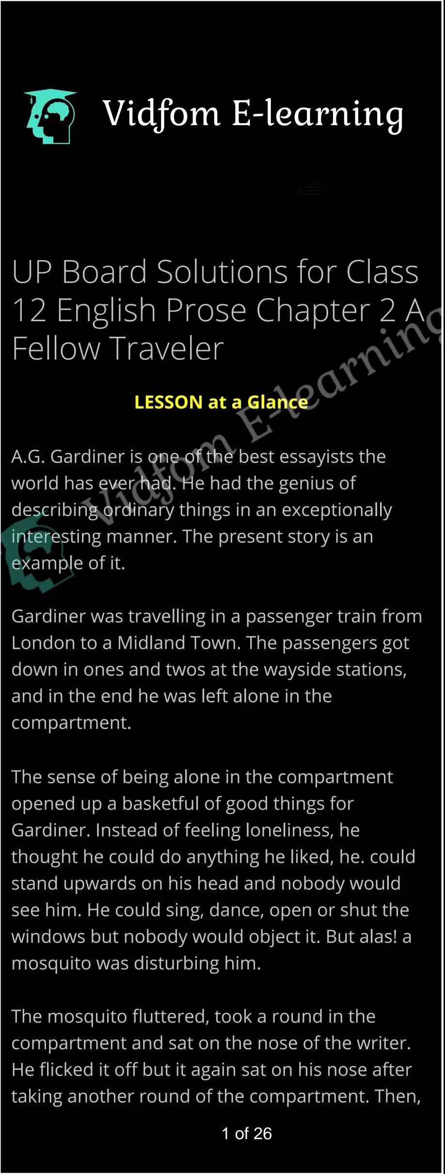 NCERT Solutions for Class 12 English Prose Chapter 2 A Fellow Traveller ...