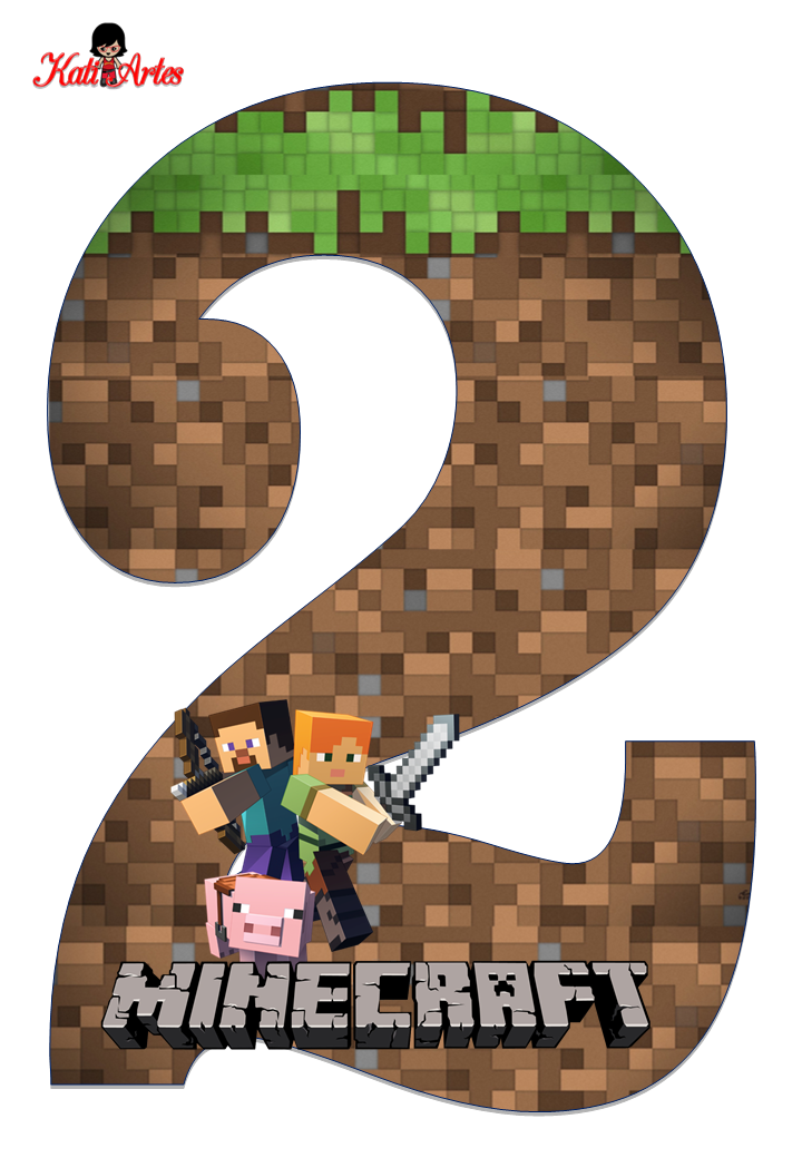 Molde de letras e números Minecraft para imprimir - Festa Free
