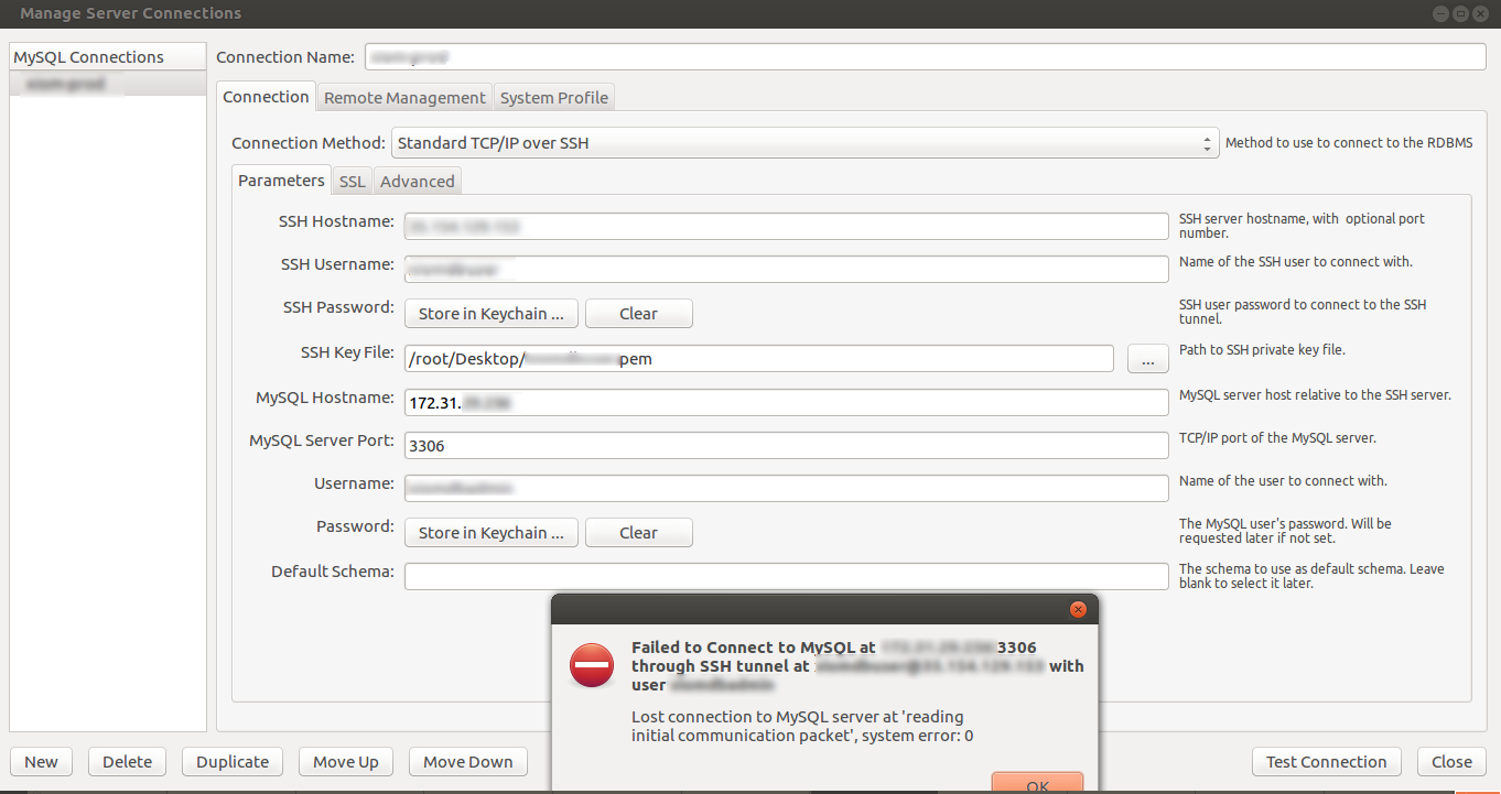 LinuXamination: Connect to RDS through EC2 on local mysql workbench