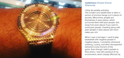Freeze shows off his Hublot Caviar Diamond watch, explains why he only ...