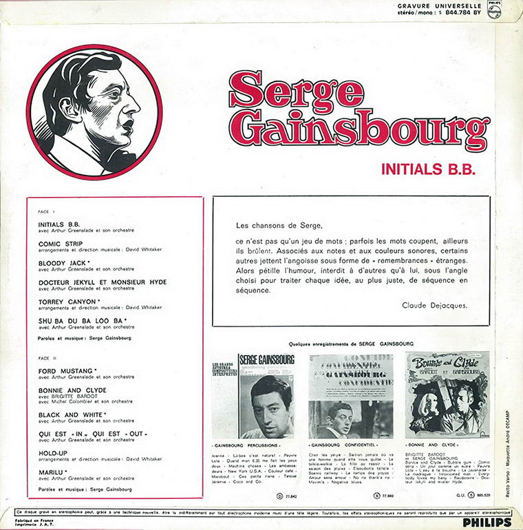 ENTRE MUSICA: SERGE GAINSBOURG - Initials B.B. (1968)
