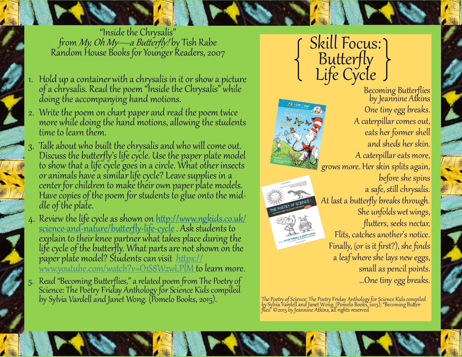 Poetry for Children: Science + Poetry = Butterfly life cycle