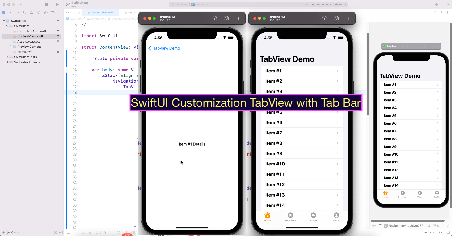 SwiftUI Customization TabView with Tab Bar | Tutorial101