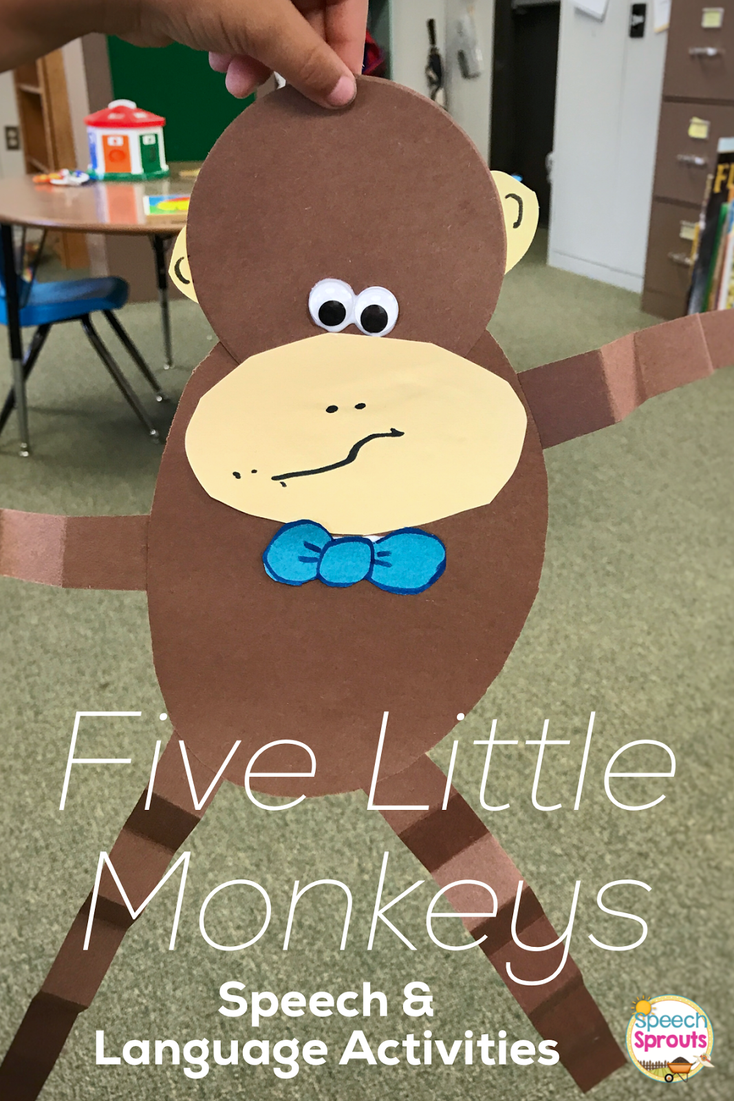 Monkeyshines In The Speech Room: Adorable Five Little Monkeys Craft And ...