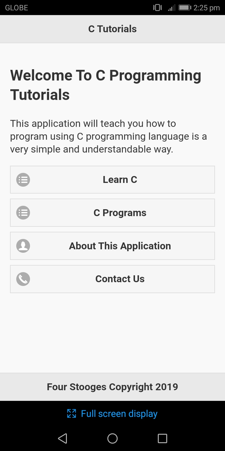 Free Programming Source Codes And Computer Programming Tutorials C Tutorial E Book In Android