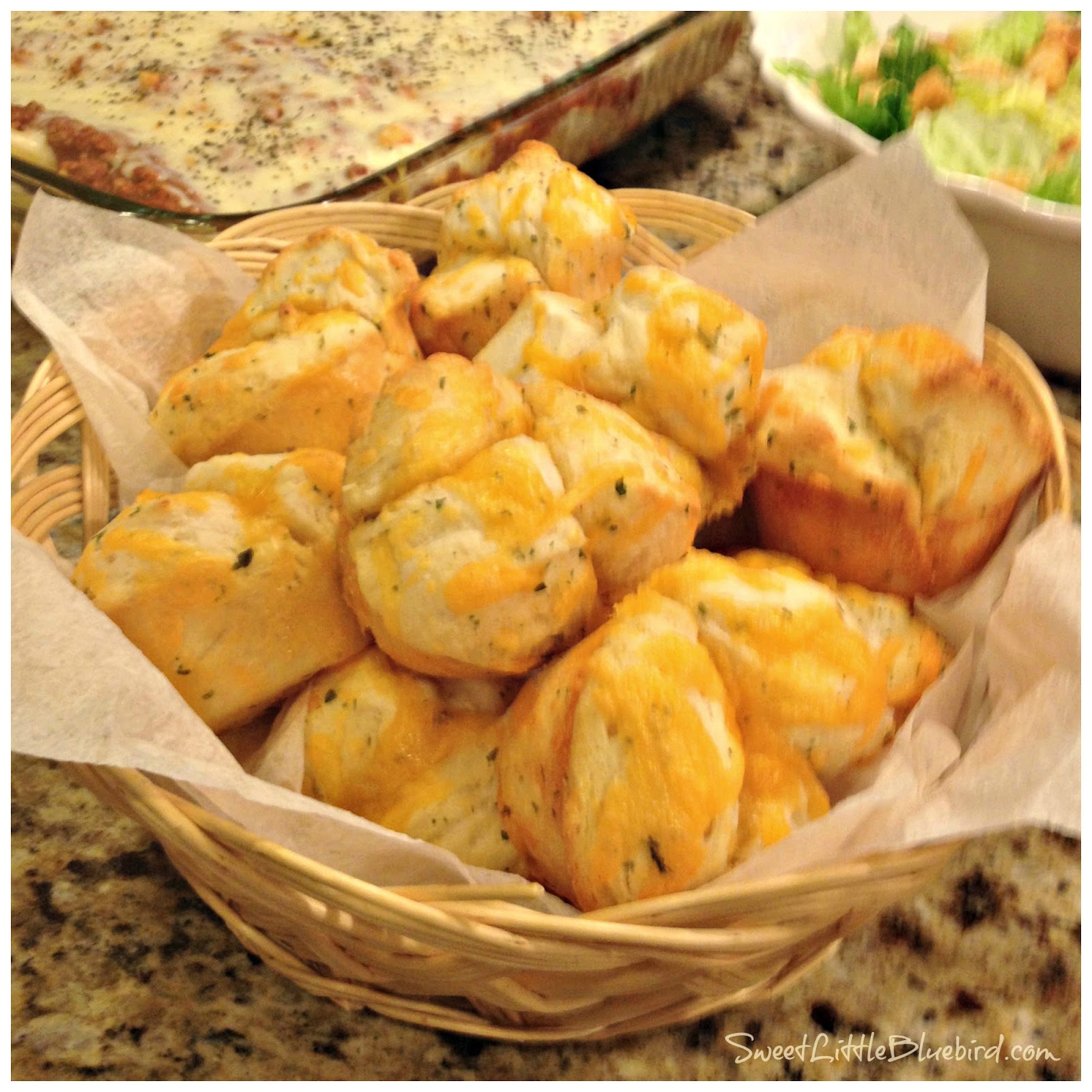 Easy Baked Ziti and Cheddar Cheese Pull Apart Rolls - Sweet Little Bluebird