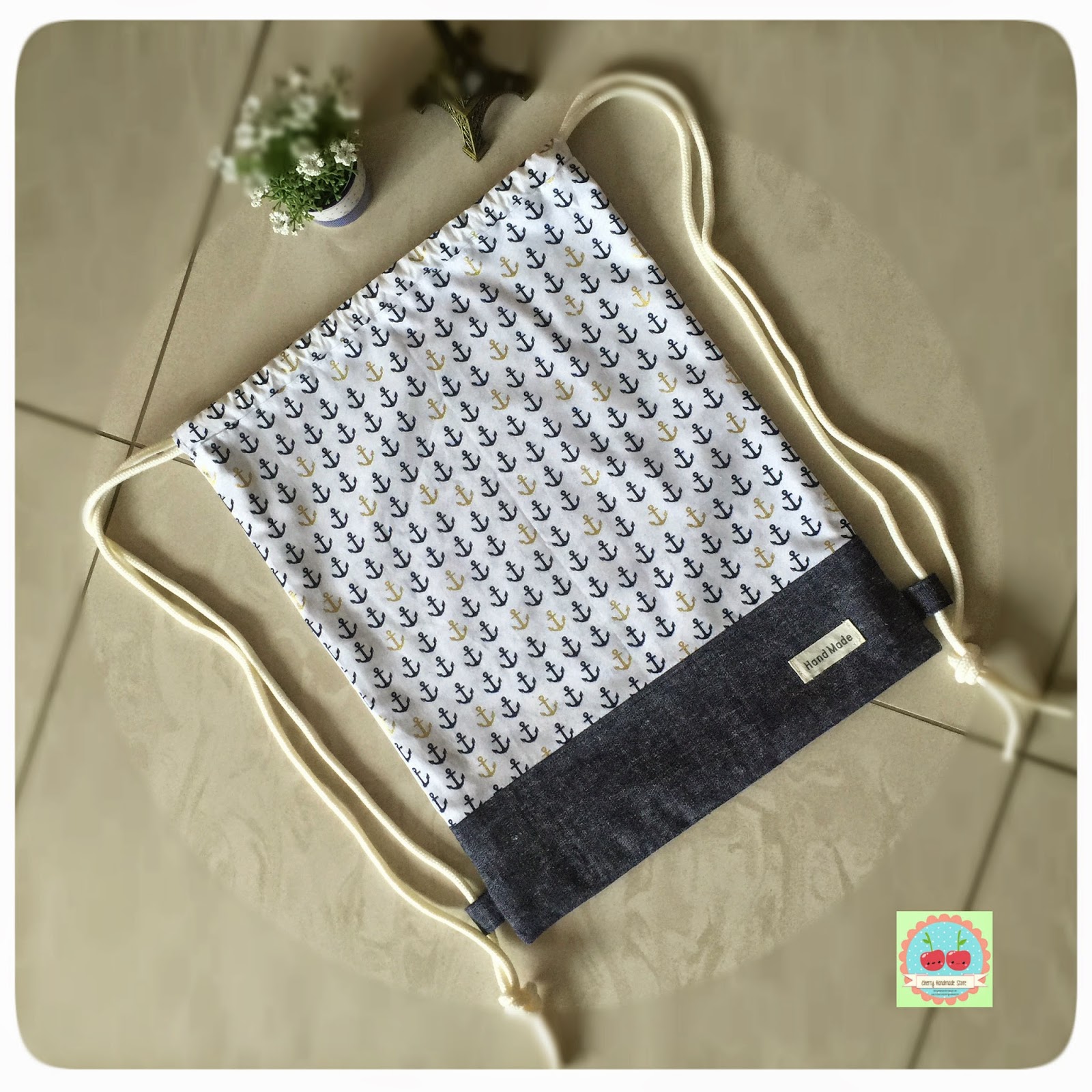 Cherry Handmade Store: Drawstring Bag (~Anchor~)