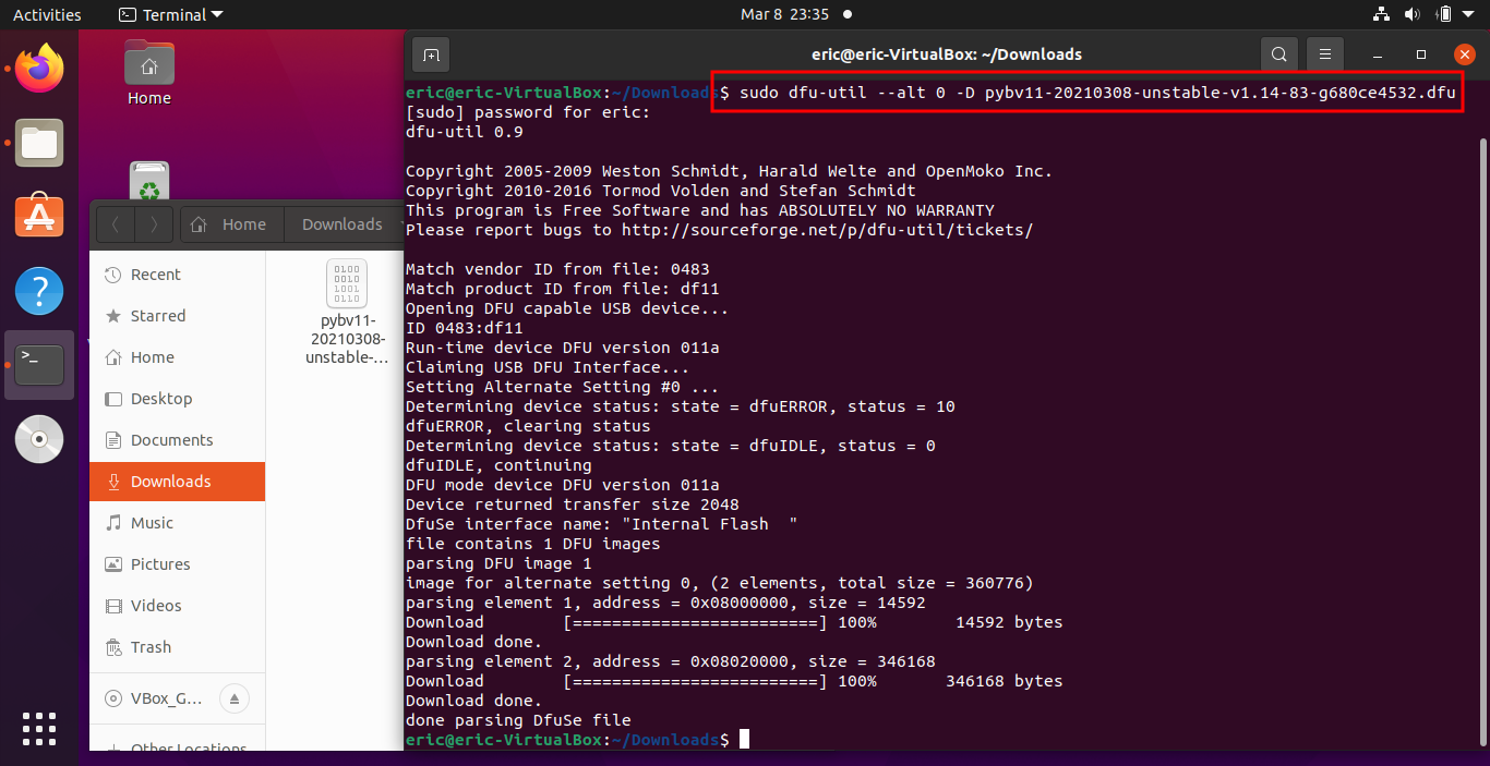 Embedded things: Update PyBoard MicroPython firmware, run on Ubuntu 20.10. Embedded things: Update PyBoard MicroPython firmware, run on Ubuntu 20.10.
