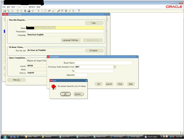 Mian Muhammad Anwar: No entries found for list of values while running ...