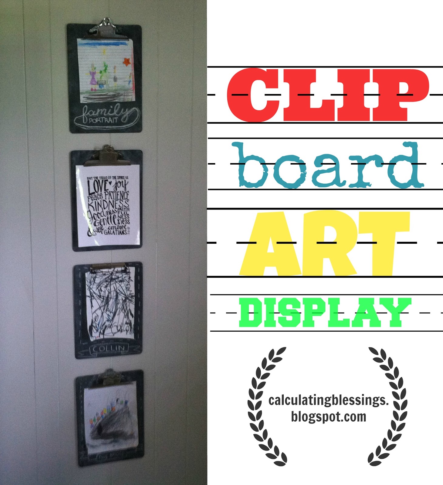 Calculating Blessings: Blessing #208 - Clip Board Art Display
