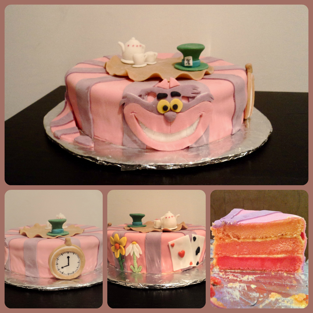 MakeAndNom: Alice in wonderland themed cake, Cheshire Cat inspired!