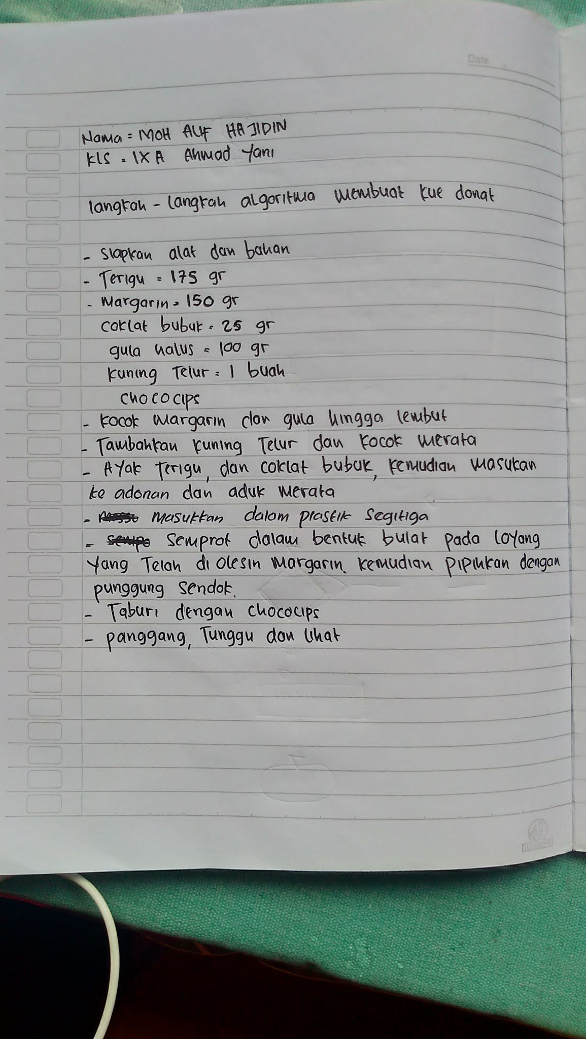 Algoritma dan flowchart cara membuat kue donat