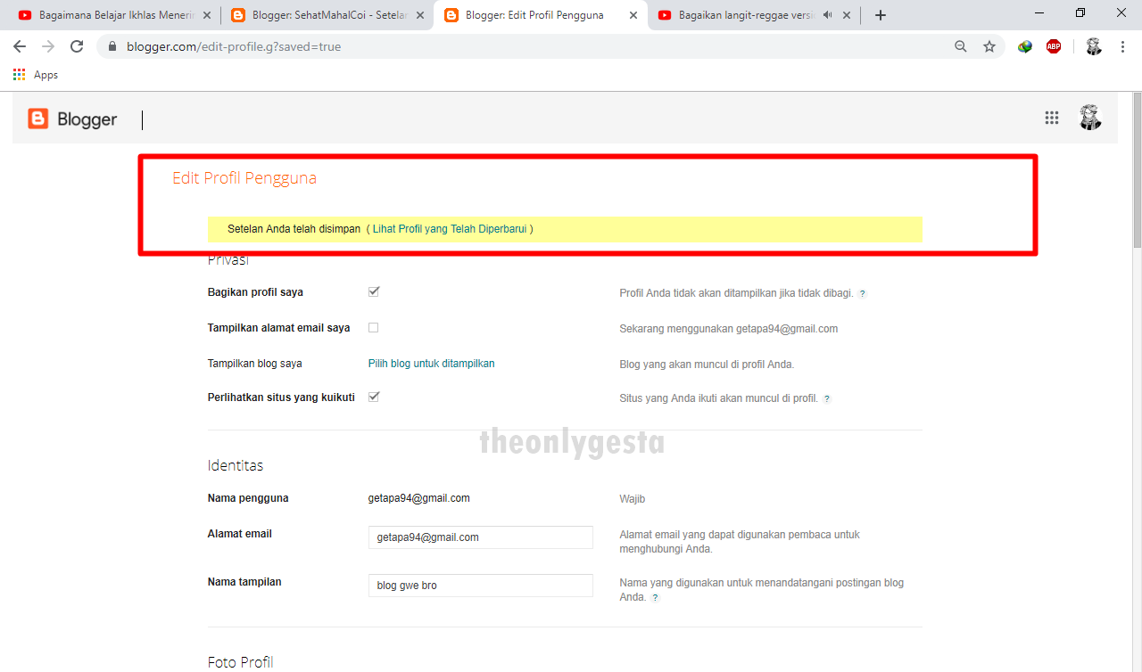 Cara Merubah Nama Tampilan Profil Blogger update 2019 | theonlygesta ...