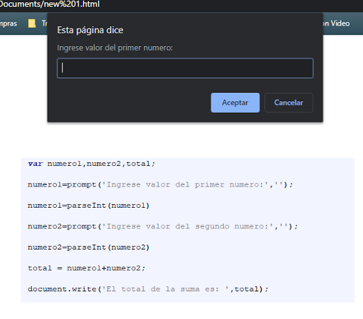 Ejemplo de suma Javascript